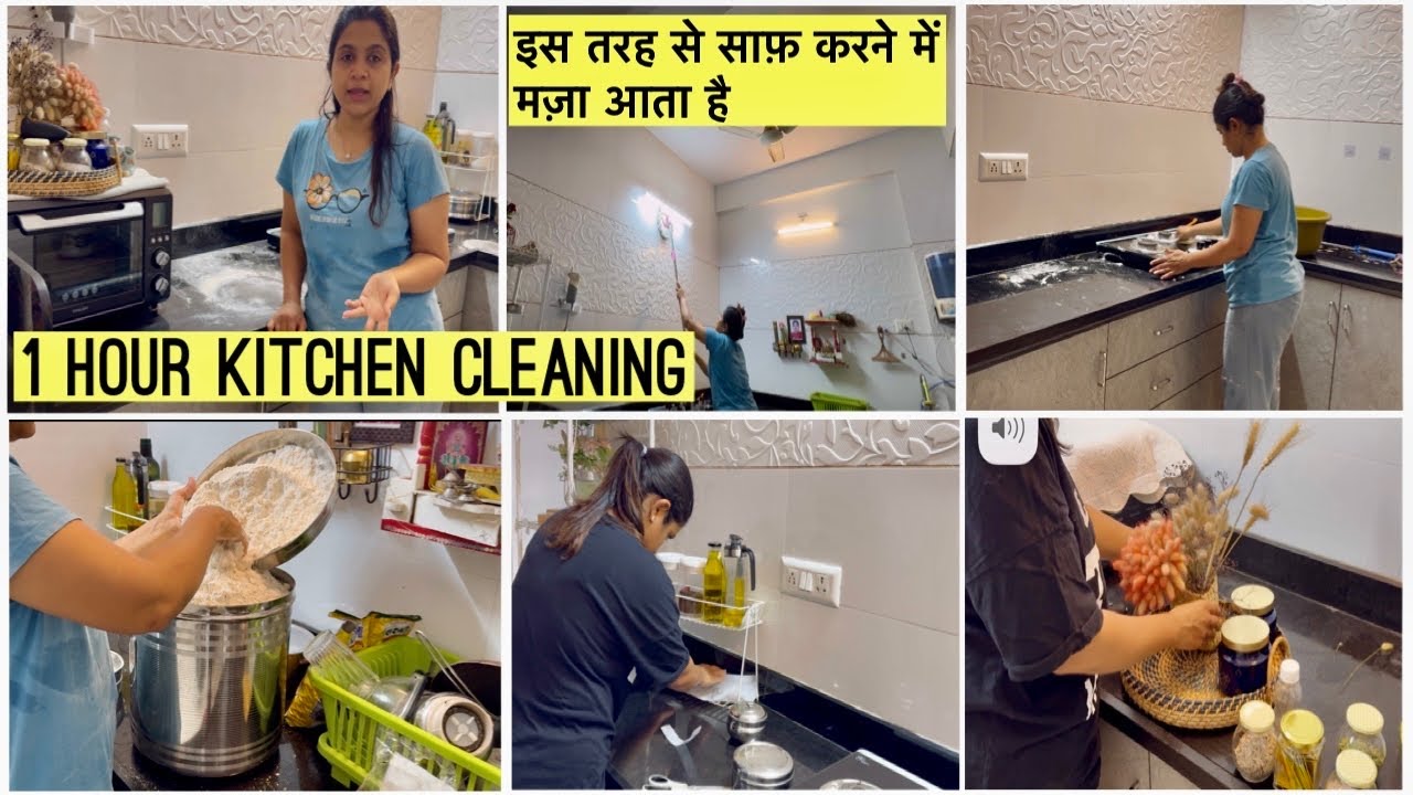 1 hour kitchen cleaning 🧹 ॥ morning to afternoon routine with kitchen ...