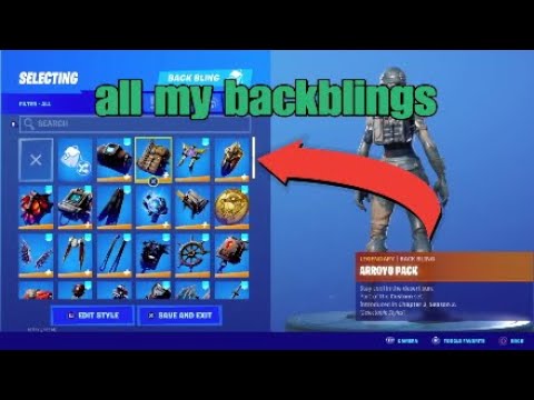 SHOWING MY FORTNITE BACKBLINGS!!! - YouTube