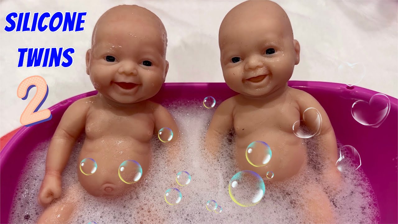 Silicone twins bath and changing routine - YouTube