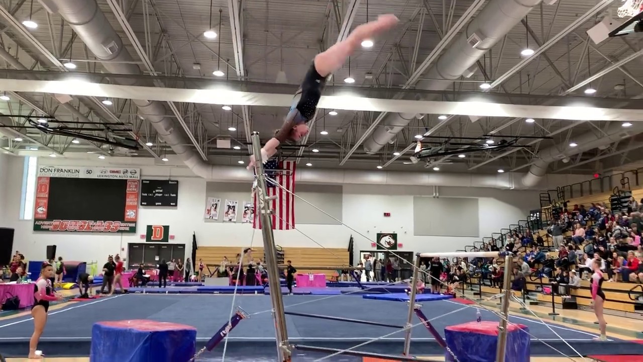 Megan Bingham - KY State Championships - Level 10 - Bars - 9.425 - YouTube
