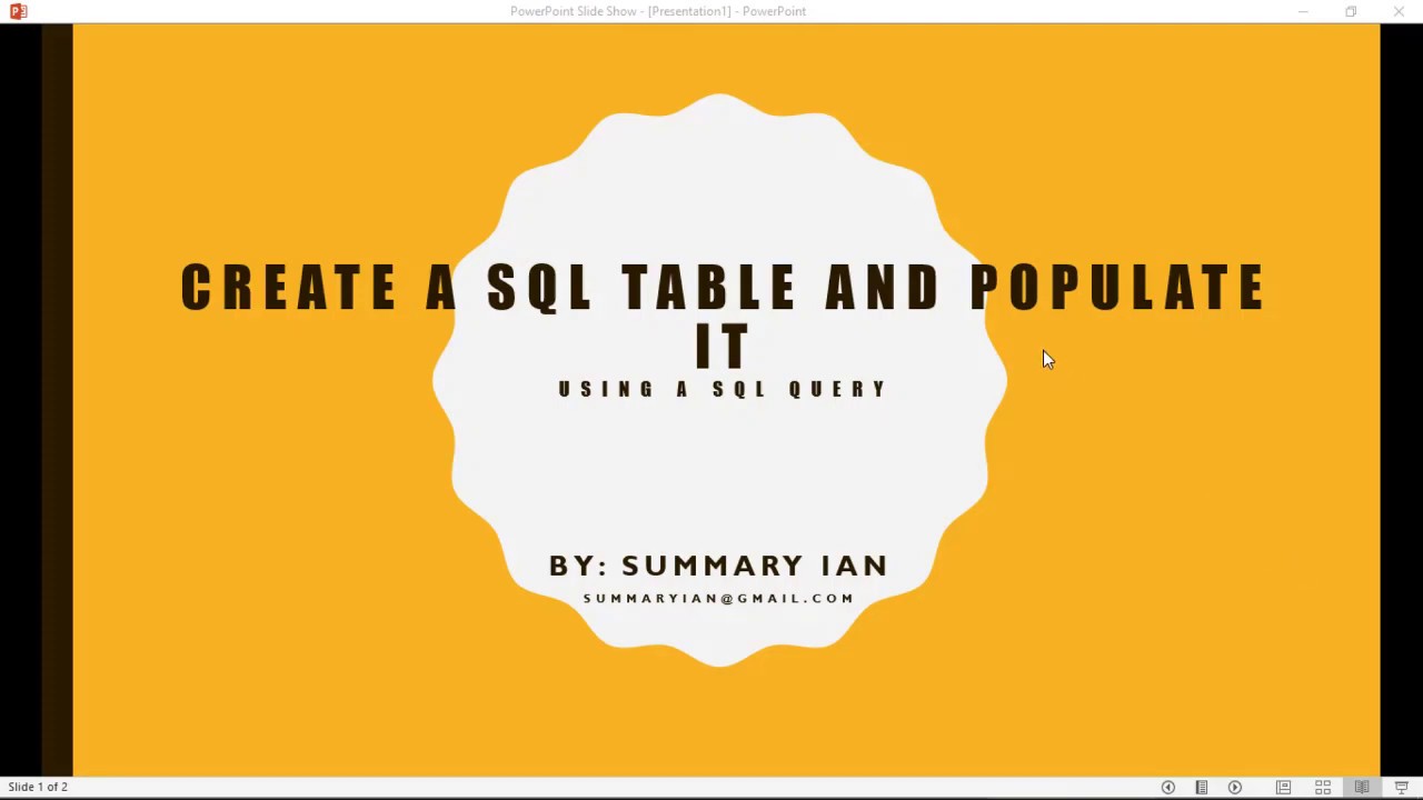 Sql Server Tutorial Create A Database Table Youtube