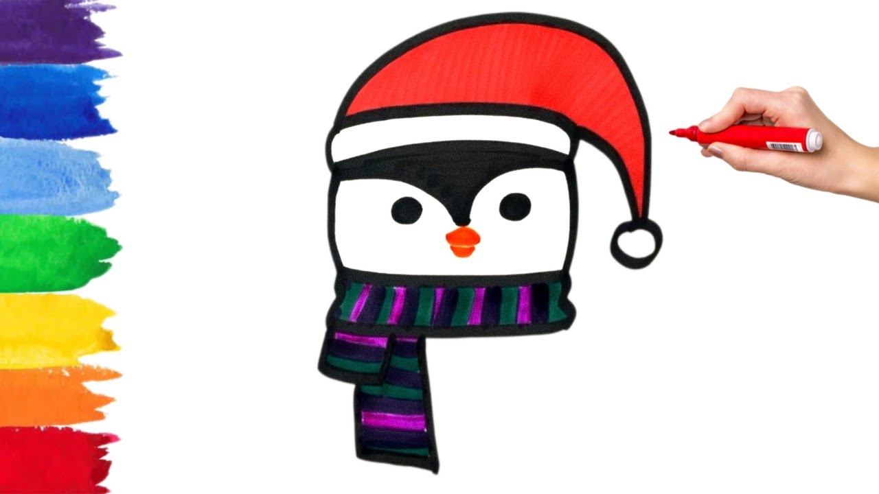 how to draw a cute Christmas penguin 🐧easily and step by step ...