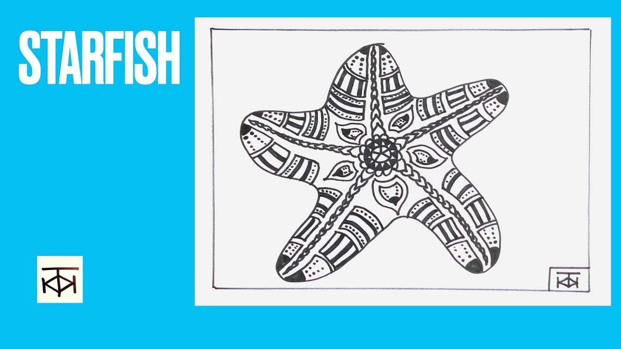 Learn how to draw a STARFISH with patterns: EASY, relaxing Zentangle ...