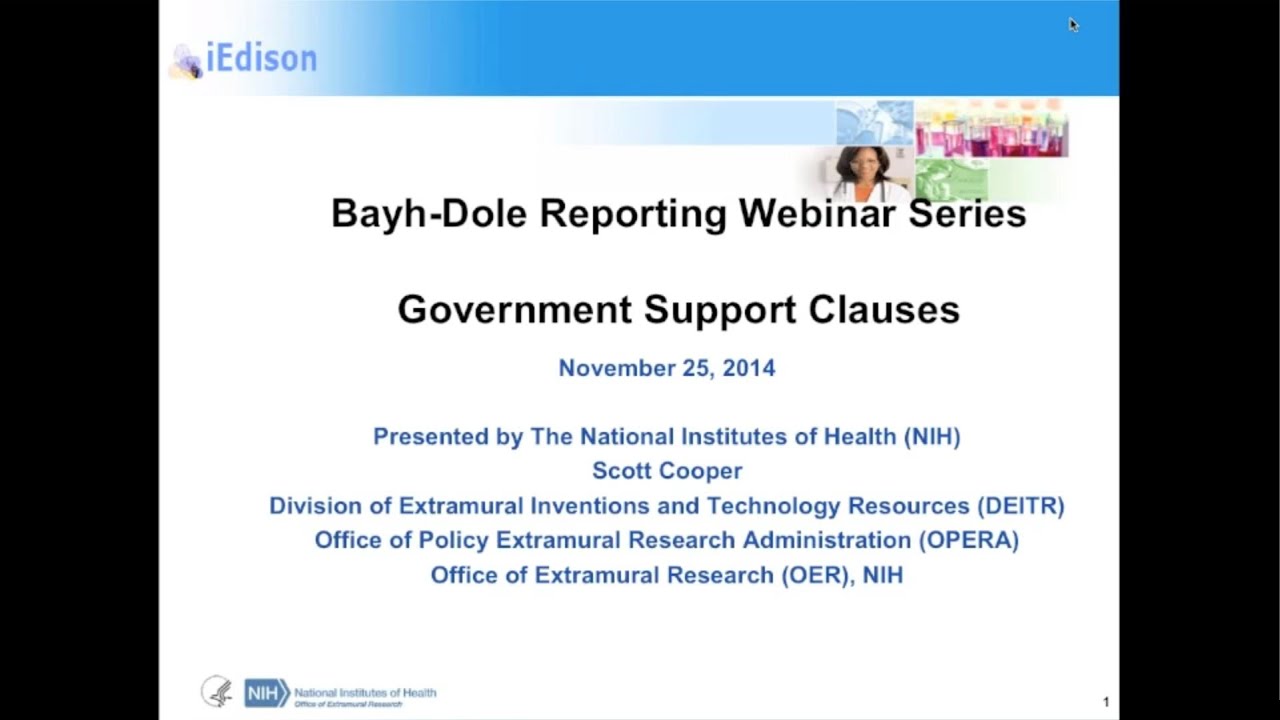 Bayh-Dole Webinar – Government Support Clauses - YouTube