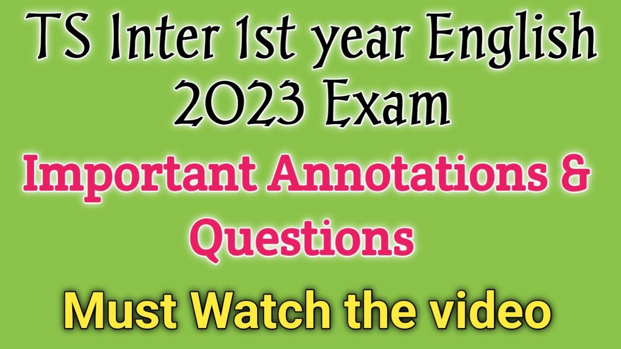 Important Annotations & Questions for Inter 1st year English 2023 - YouTube