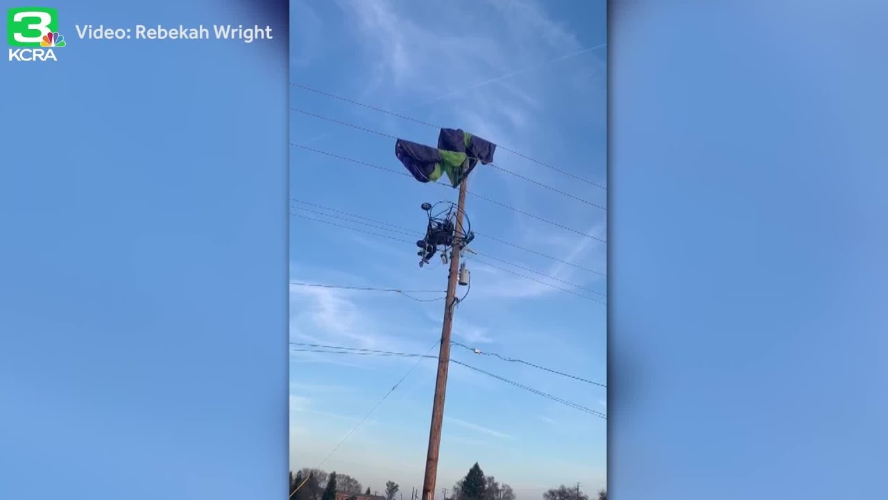 Paraglider crashes into power lines near Yuba County Airport - YouTube