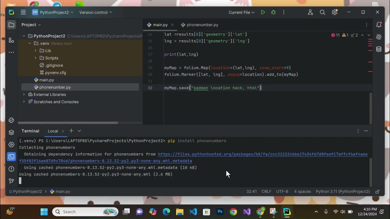 track any location by using phonenumber (python language),//hack ...