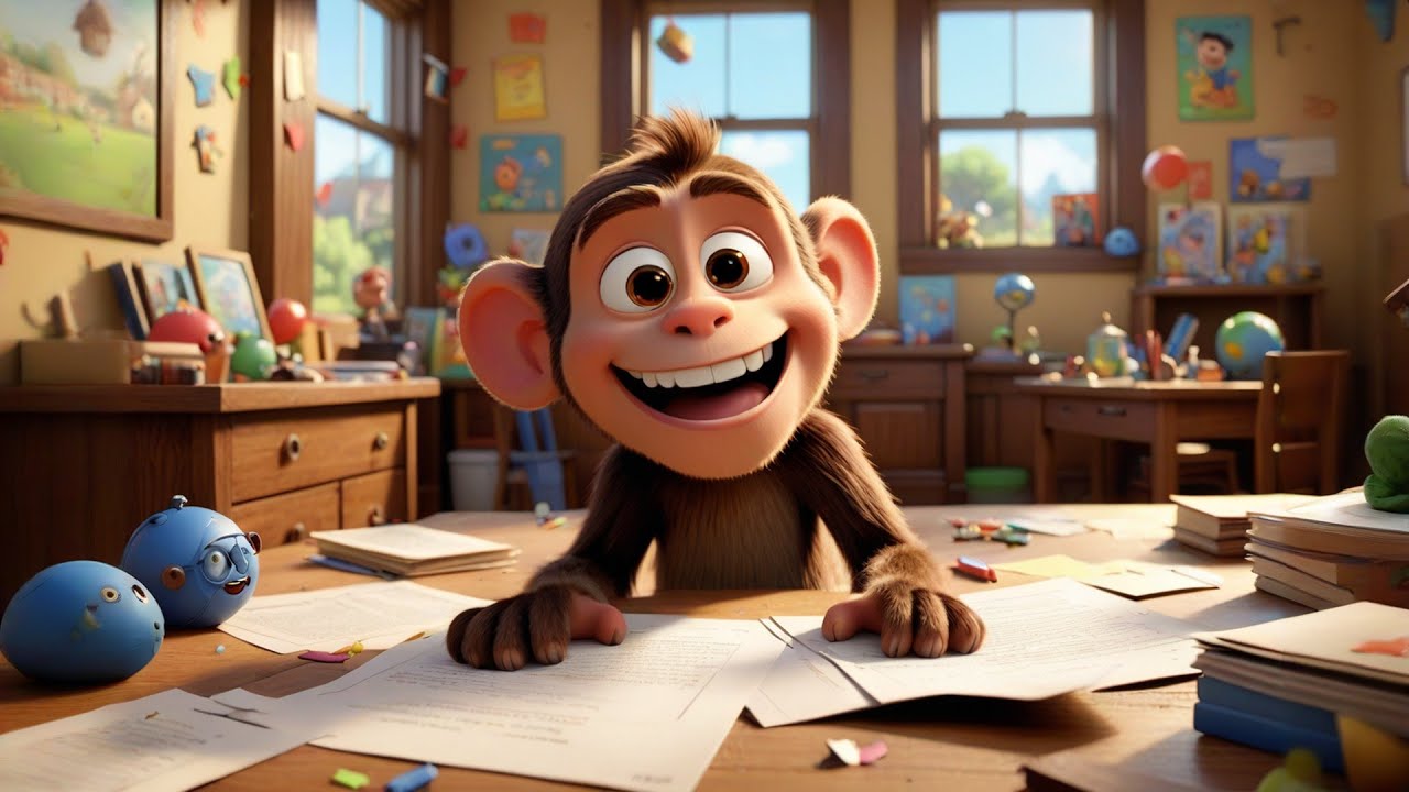 The Monkey Who Ate My Homework 🐵📚 | Animal Names & School for Kids ...