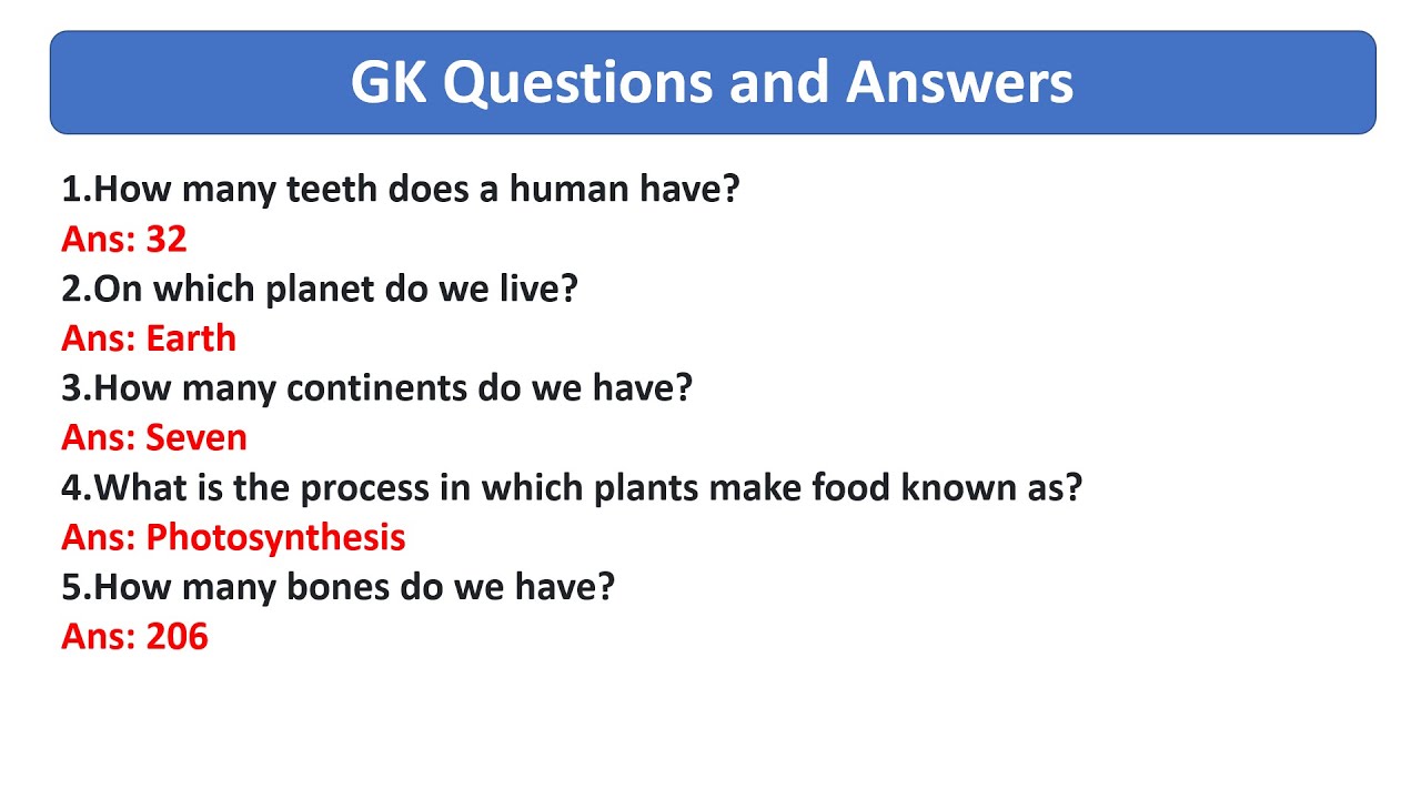 Simple Gk question and answer | Basic Gk MCQ | Part 4 - YouTube