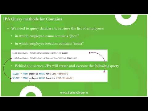Spring Data JPA Query or Finder Methods - Find by contains - YouTube
