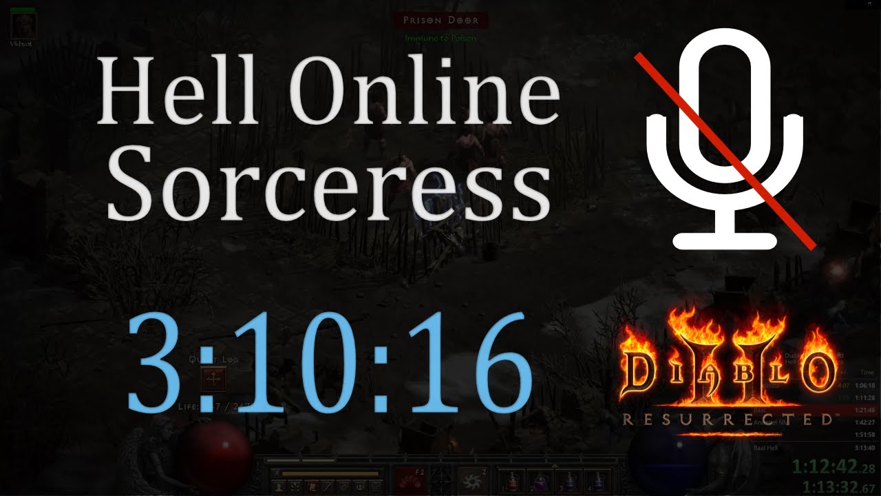 D2R Hell Online Sorceress Speedrun - 3:10:16 - No Commentary - YouTube