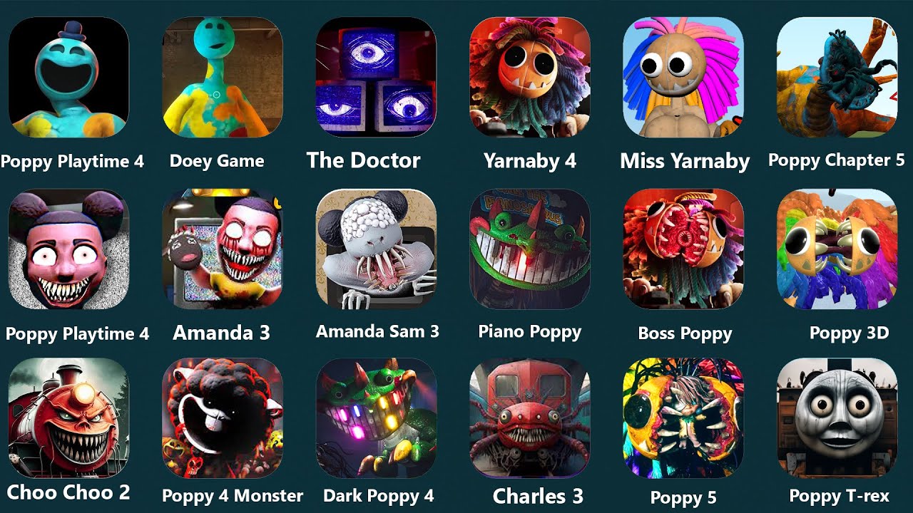 Poppy Playtime Chapter 4, Doey, Pianosaurus, Yarnaby, Doctor, Amanda 2 ...