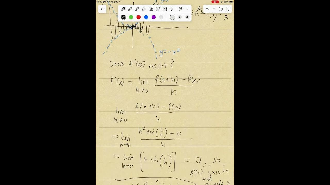 A differentiable function with discontinuous derivative - YouTube