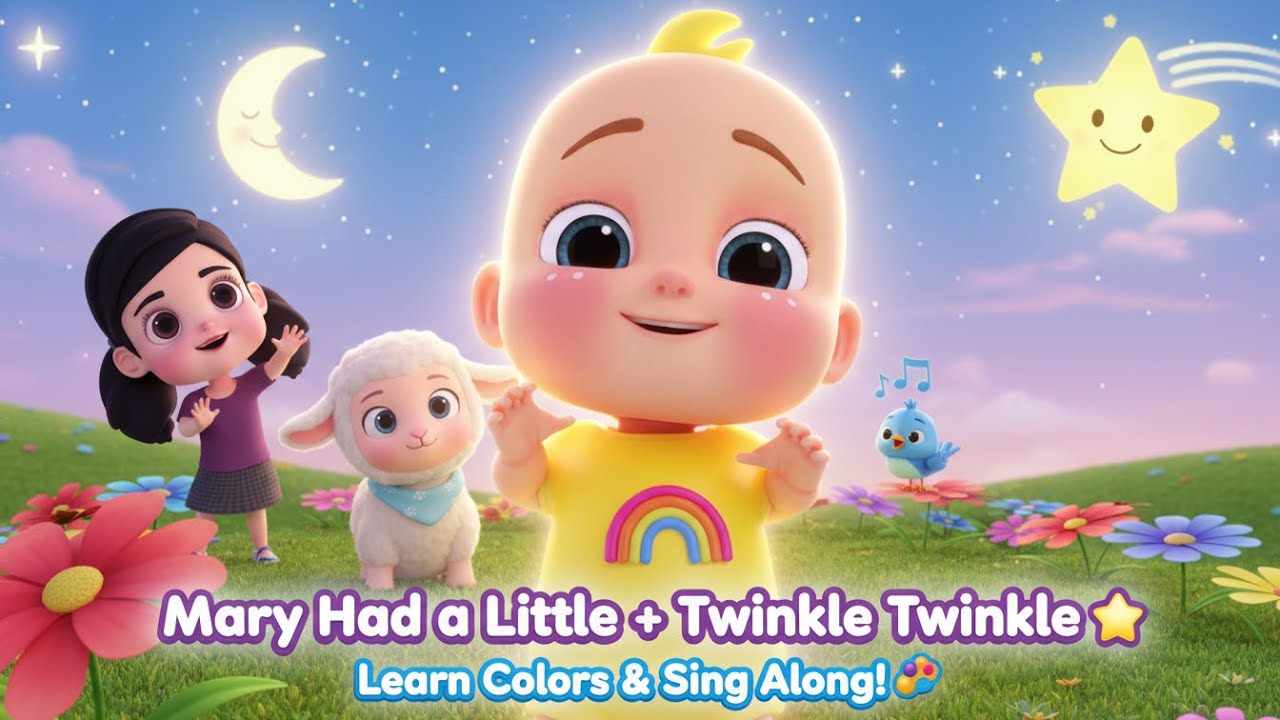 Mary Had a Little Lamb + Twinkle Twinkle 🌟 | Fun Learning Colors Song ...