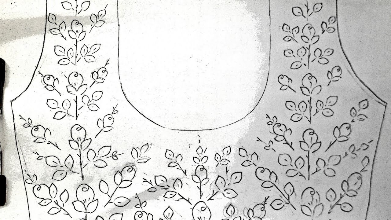blouseback neck hand front neck embroider designe drawing - YouTube