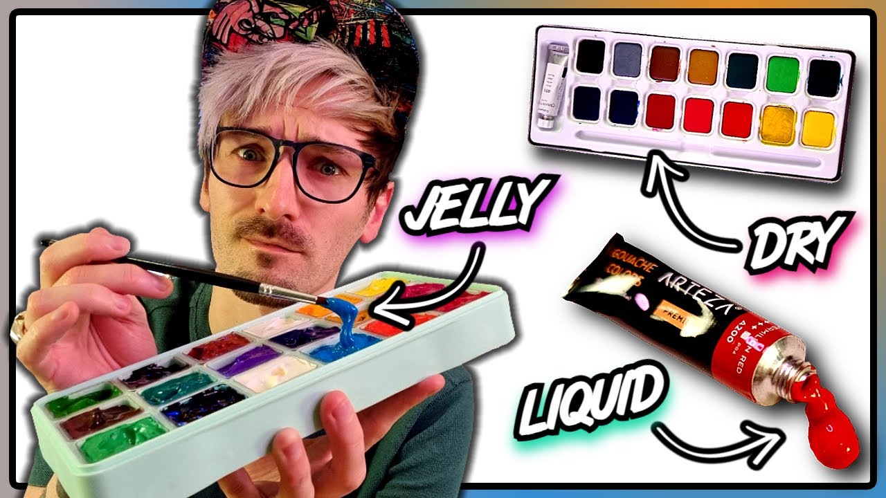 What Is The Difference!? - Jelly vs Dry vs Liquid Gouache Paint - YouTube