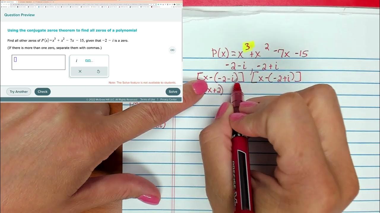 Using the conjugate zeros theorem to find all zeros of a polynomial - YouTube