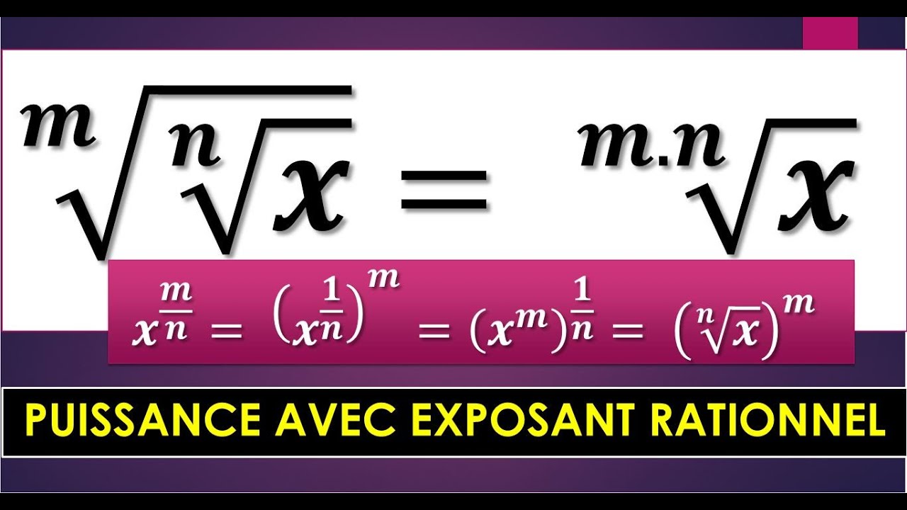 PUISSANCE D'EXPOSANT RATIONNEL - EXERCICES D'APPLICATION - YouTube