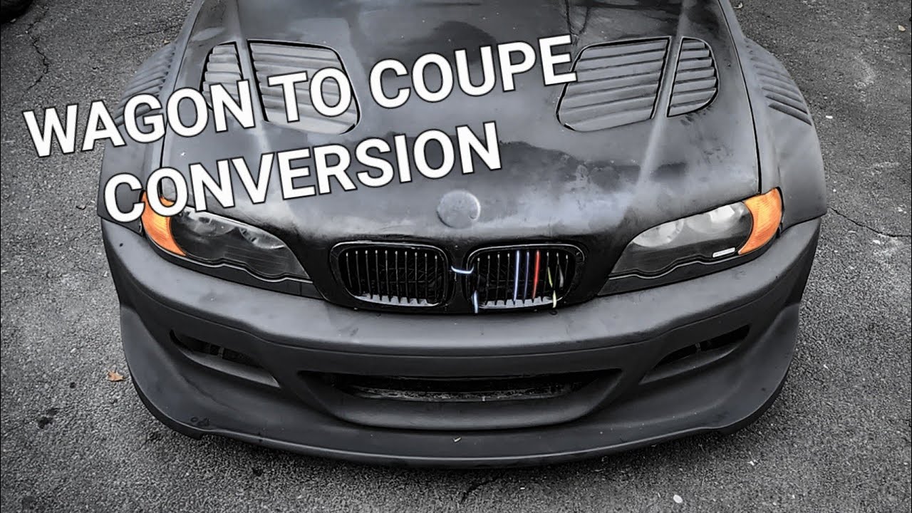 INSANE E46 GTR WAGON Front End! Converting e46 Wagon Sedan headlights ...