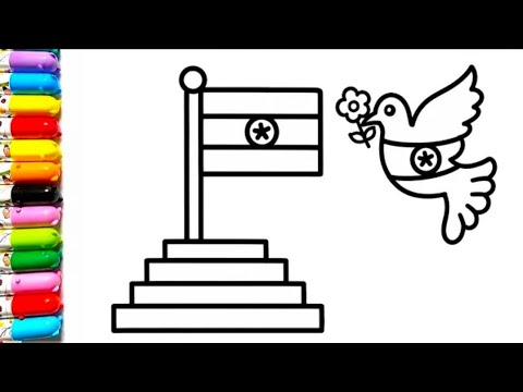 Indian Flag 🇮🇳 Drawing for Kids | Easy Tiranga Flag Drawing Step by Step | Independence Day Art 