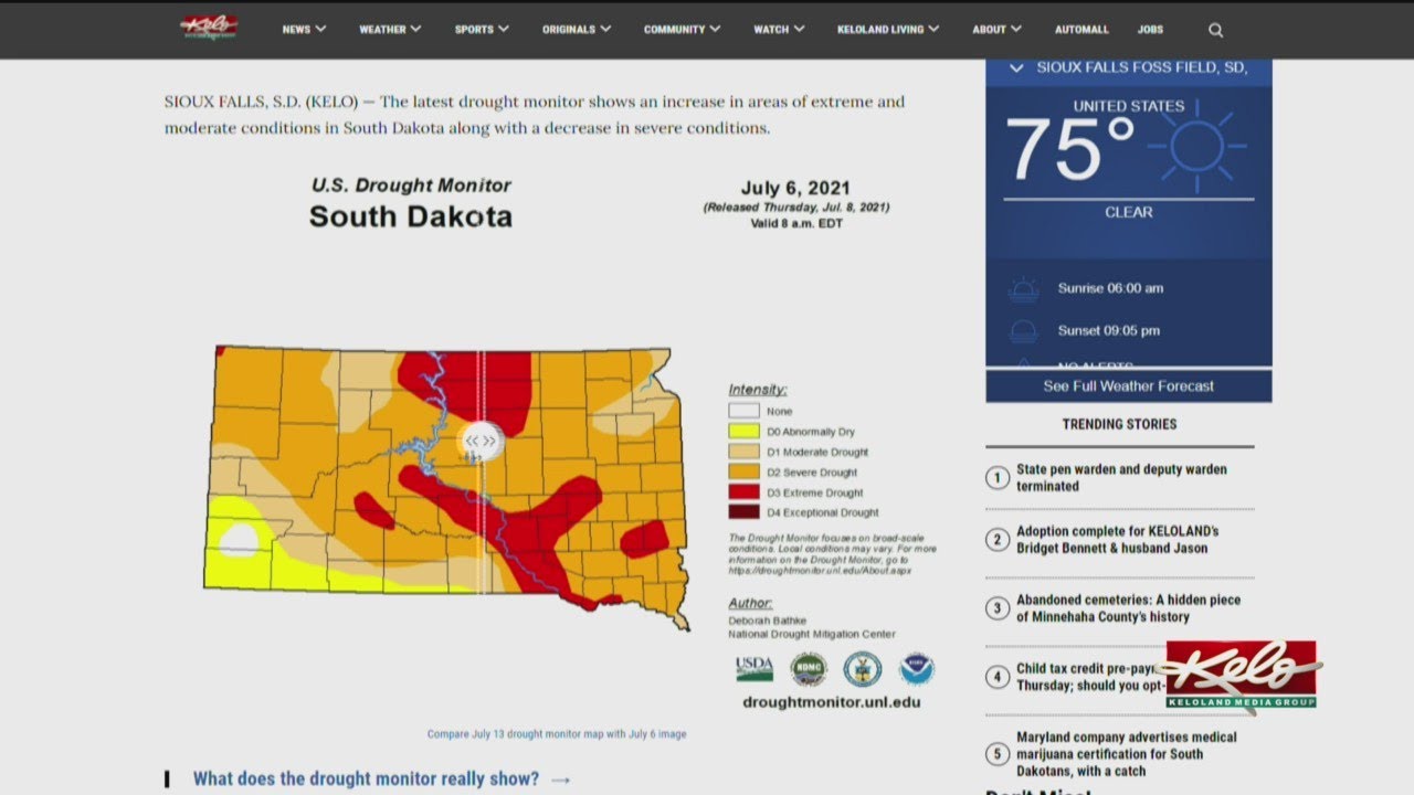 Review changes in latest drought monitor data for South Dakota - YouTube