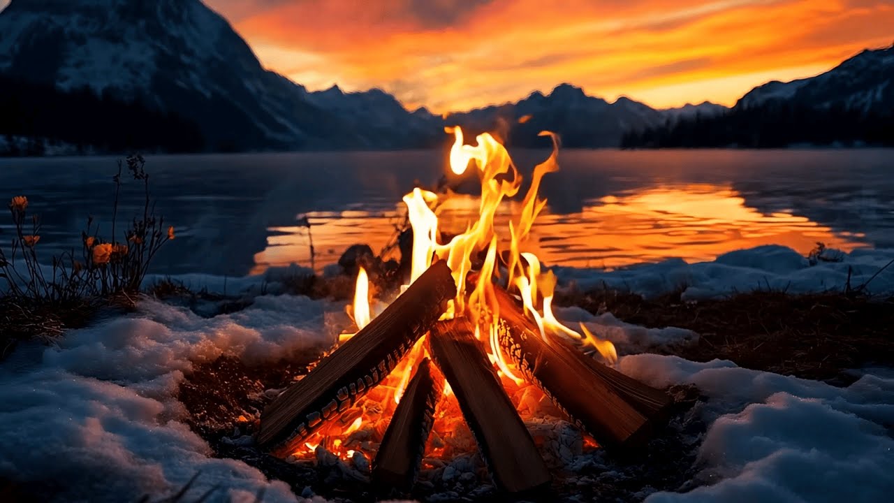 Spring Bonfire with Crackling Fire Sounds in a Relaxing Natural ...
