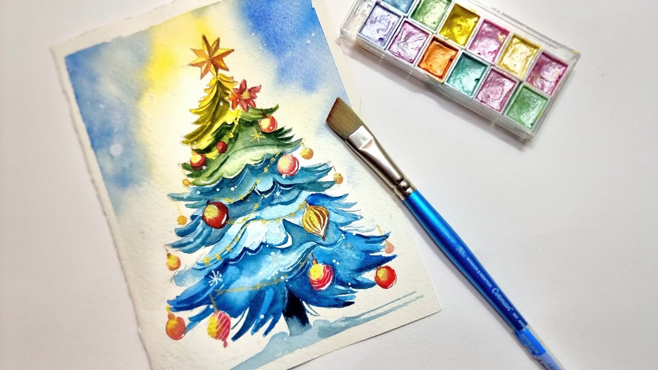 How to Paint a Watercolor Christmas Tree | Step-by-Step Tutorial - YouTube