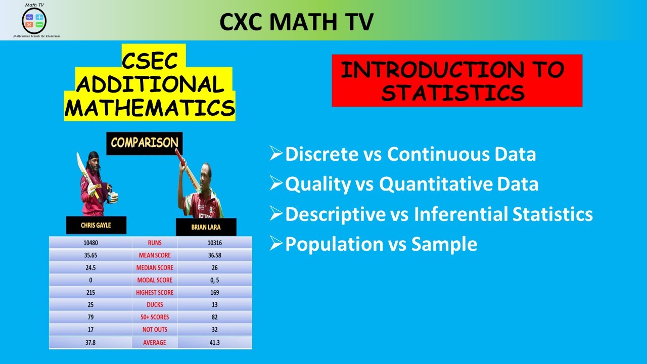 CSEC ADDITIONAL MATHEMATICS|SECTION 4|INTRODUCTION TO STATISTICS - YouTube