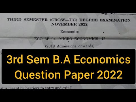 MICRO ECONOMICS-II 3rd Sem B.A Economics Question Paper 2022 #calicutuniversity #collagelife ...