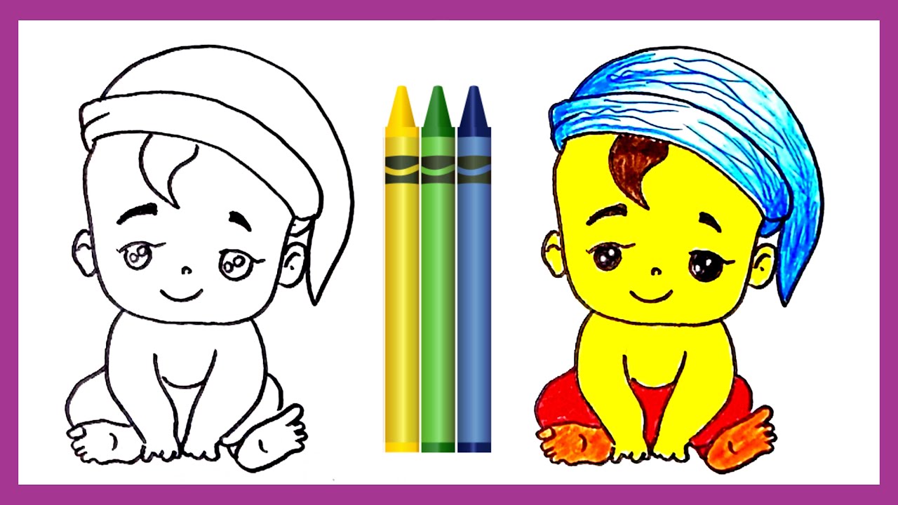 Cute Baby Drawing Easy Step By Step | How To Draw A Cute Baby Boy Color ...