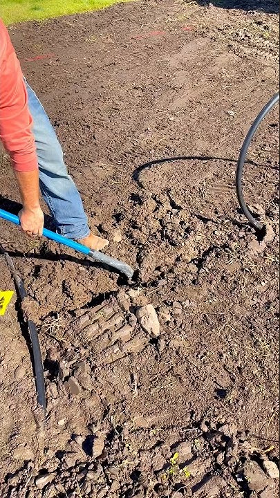 Digging trench for sprinkler system! #sprinklersystem #landscaping # ...