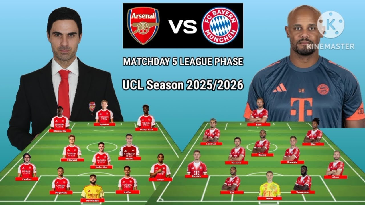 Head To Head Line Up Arsenal vs Bayern Munich Matchday 5 League Phase ...
