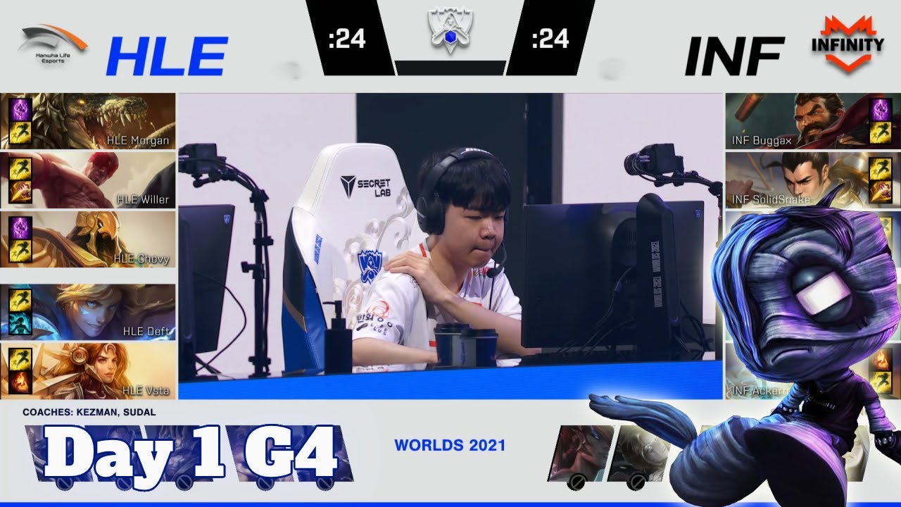 HLE vs INF | Day 1 Play-Ins S11 LoL Worlds 2021 | Hanwha Life Esports ...