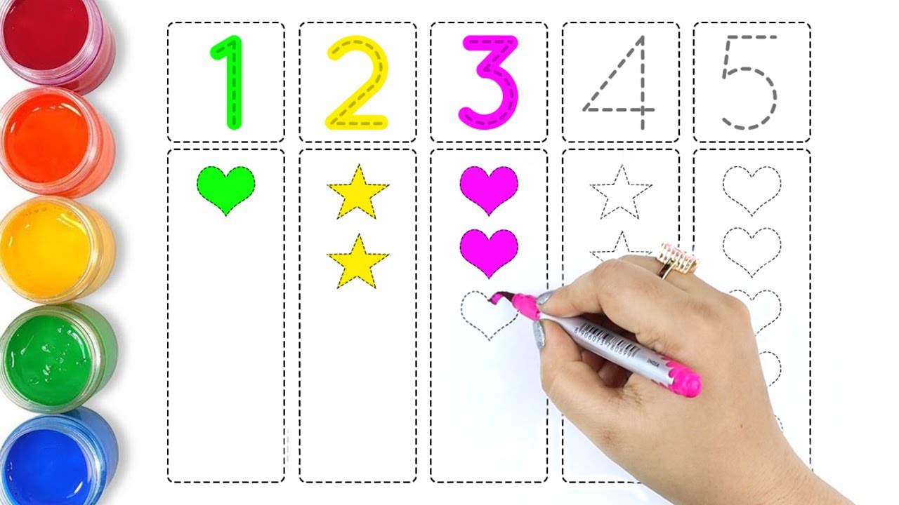 12345 Numbers | Counting Numbers with shapes | 12345 Number Names ...
