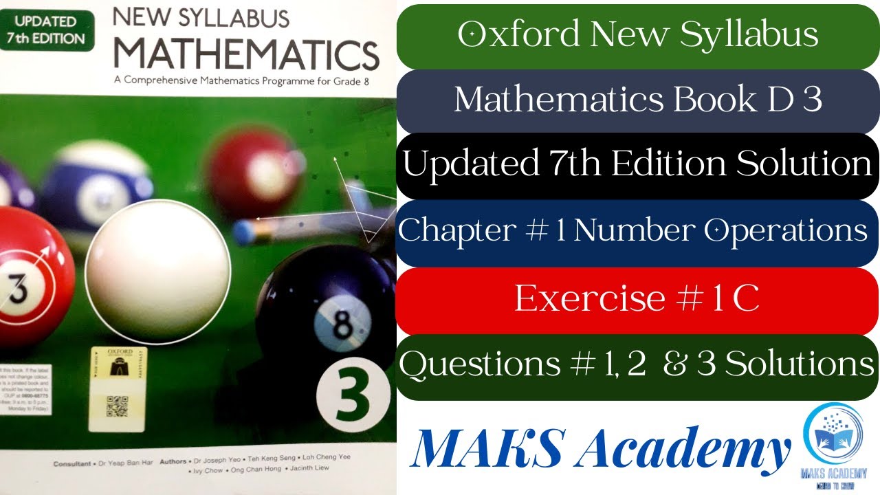 Exercise 1C Question1,2 & 3 Oxford Math New Syllabus Updated New ...