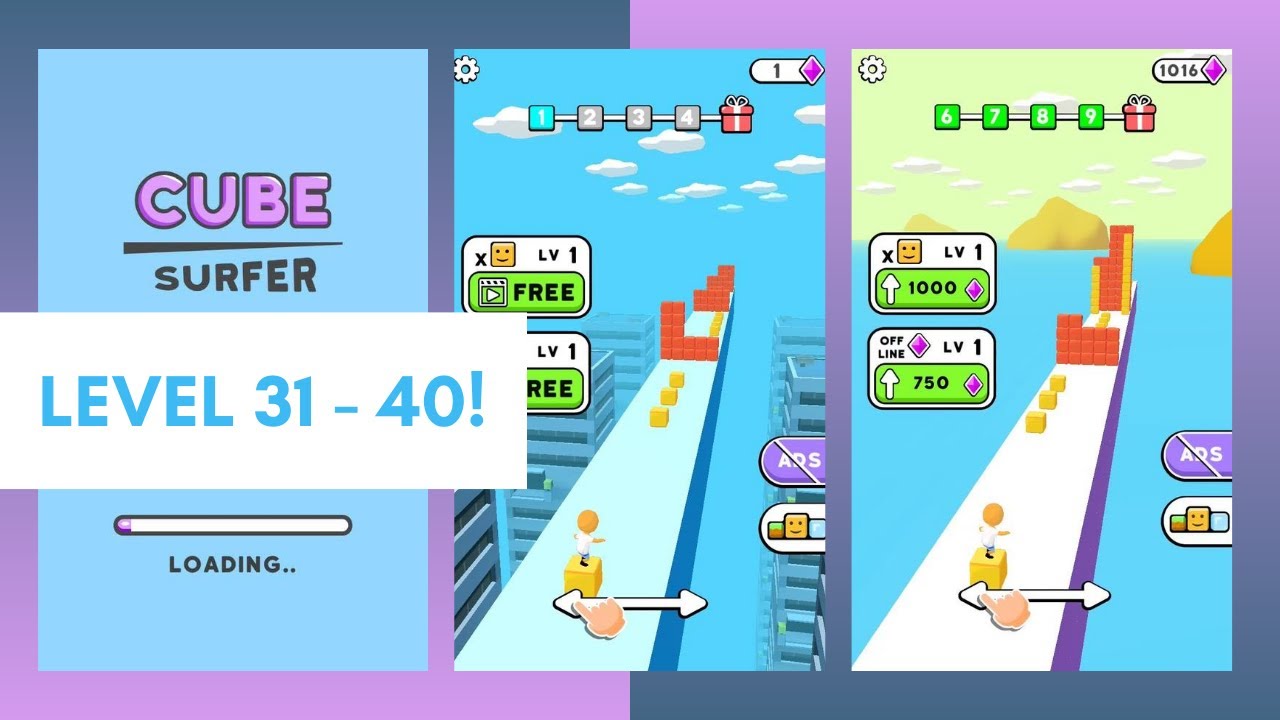CUBE SURFER! 🏄 [GAMEPLAY WALKTHROUGH] LEVEL 31 - 40 🏄 (iOS) - YouTube