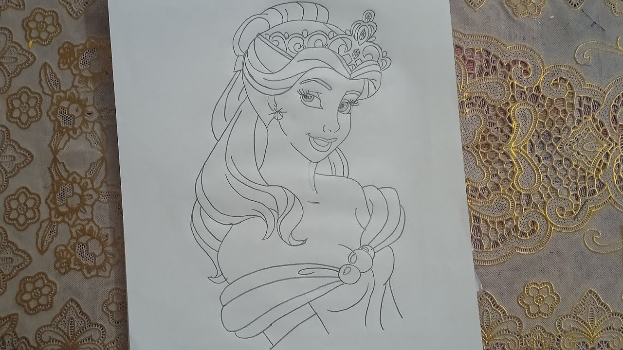 Princess Belle Drawing | How To Draw Disney Princess Belle From Beauty ...