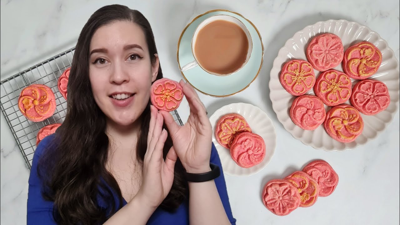 How To Make Sakura Shortbread Recipe | Sakura Flavoured Cookies - YouTube