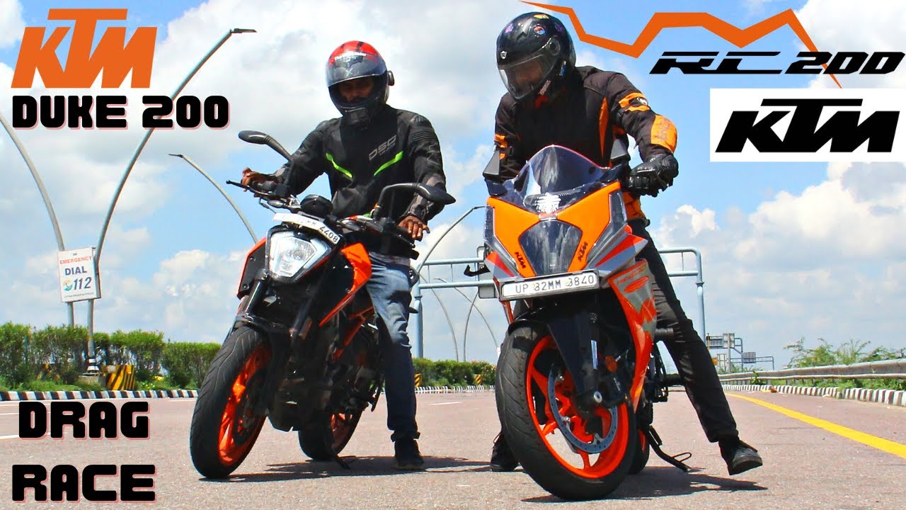 KTM RC 200 BS6 vs Duke 200 BS6 Drag Race - YouTube
