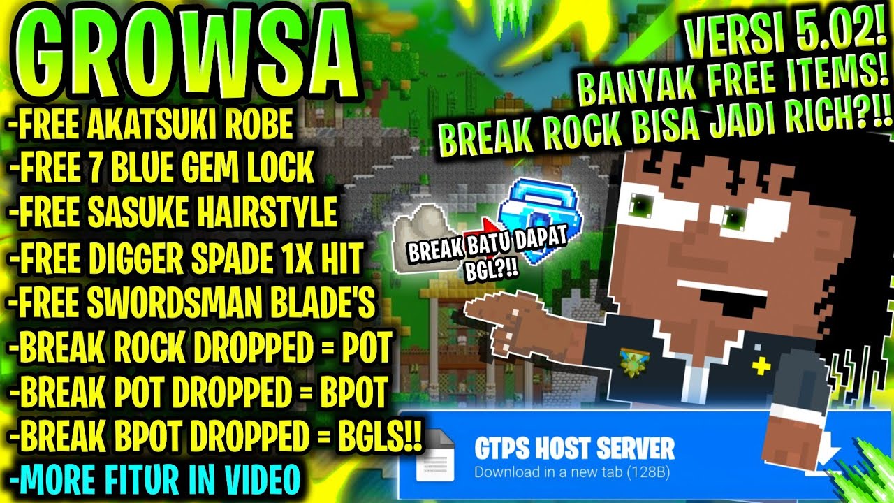 BREAK ROCK=RICH?🤑FREE SASUKE AKATSUKI😜| GROWTOPIA PRIVATE SERVER ...