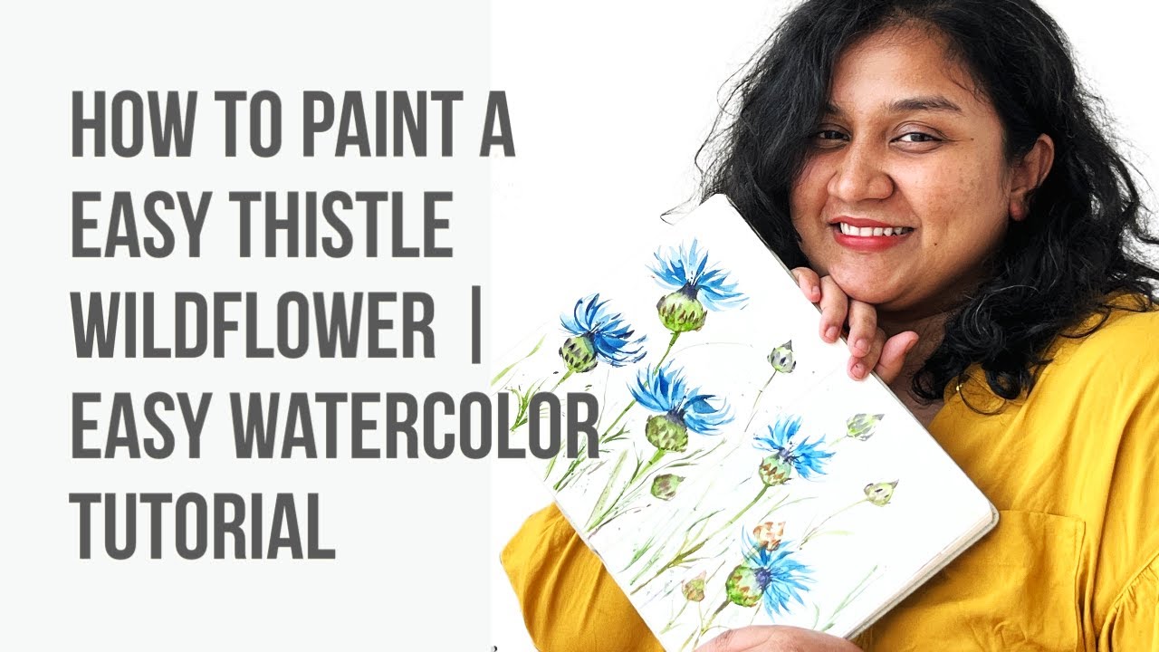 How to paint a Thistle Wildflower | easy watercolor tutorial | step by ...