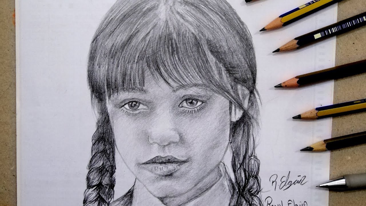 Wednesday Addams JENNA ORTEGE drawing art (RESUL ELGÜN) #wedensday # ...