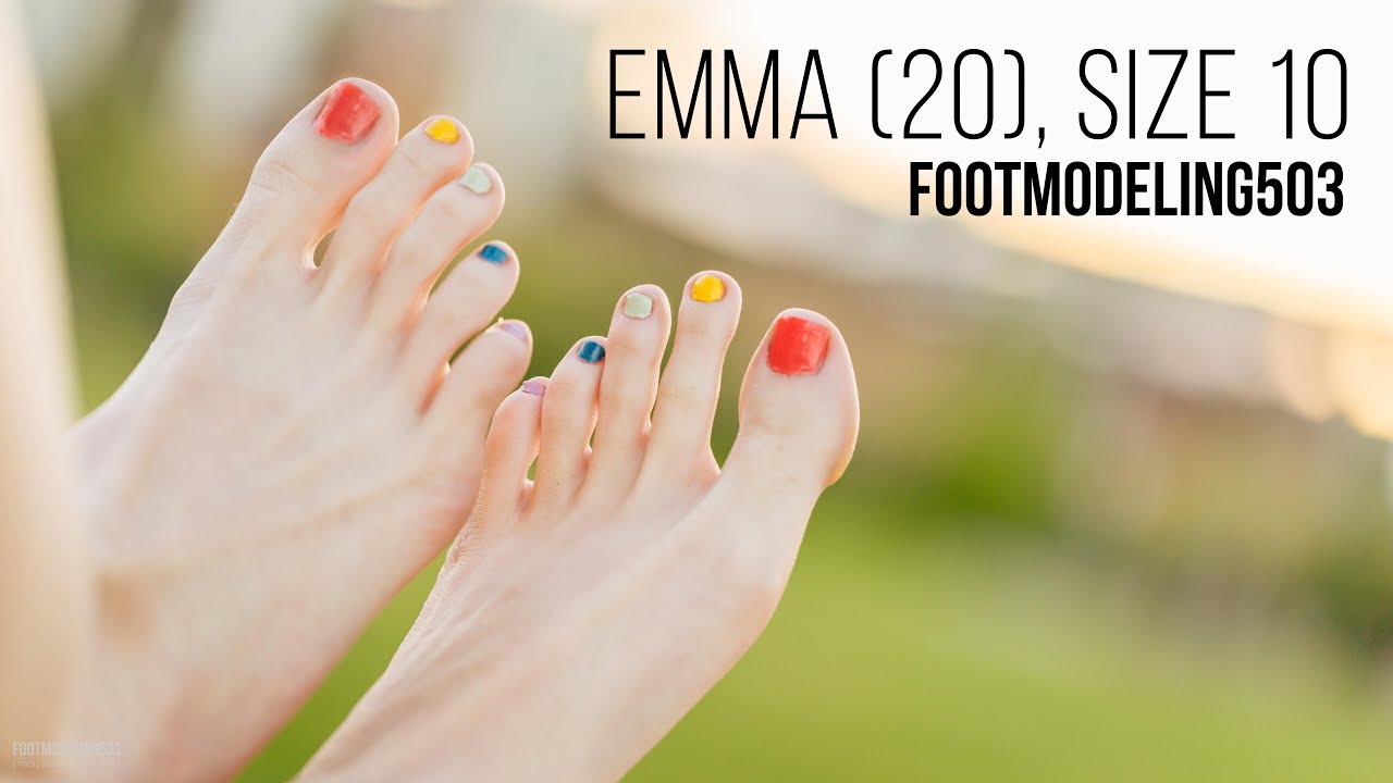 FootModeling503 - Emma's Size 10 feet & rainbow pedicure - YouTube