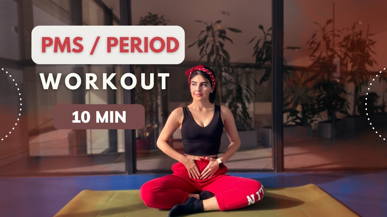 10 MIN PMS / PERIOD WORKOUT | Relieve Cramps & Tension - YouTube