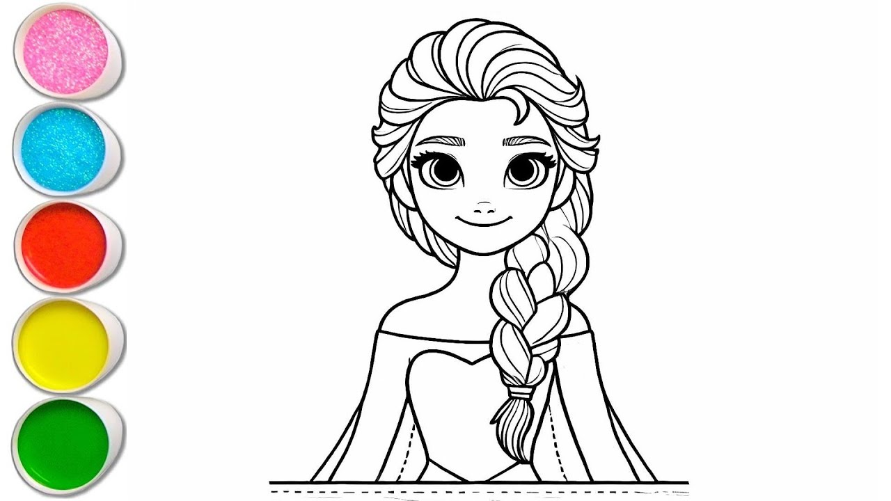 Cute Elsa Frozen Drawing for kids, Painting & Coloring for kids ...