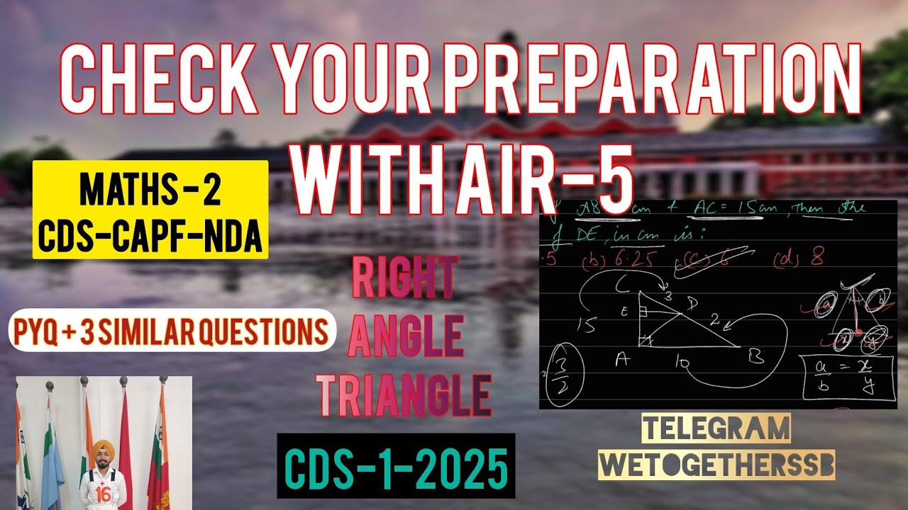 CDS MATHS TRIANGLES PYQ + 3 SIMILAR QUESTIONS PRACTICE | RIGHT ANGLE ...