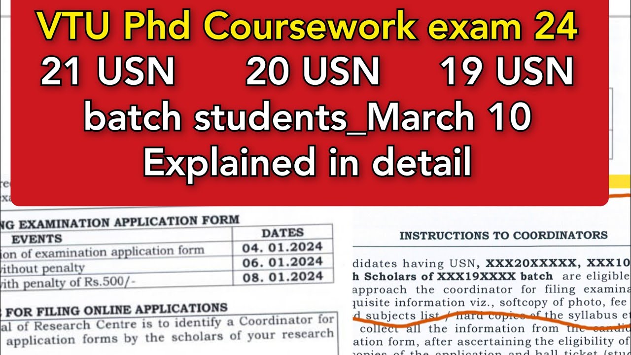 VTU Phd Coursework exam 24|21 USN,20 usn ,19 usn batch students|March ...