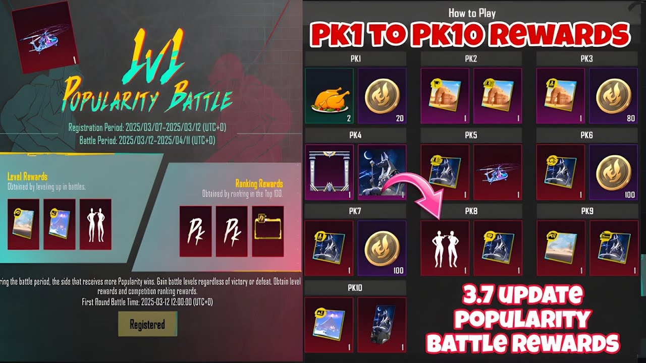 Bgmi 3.7 Update Coming Soon | Popularity Battle Pk1 To Pk10 Reward ...