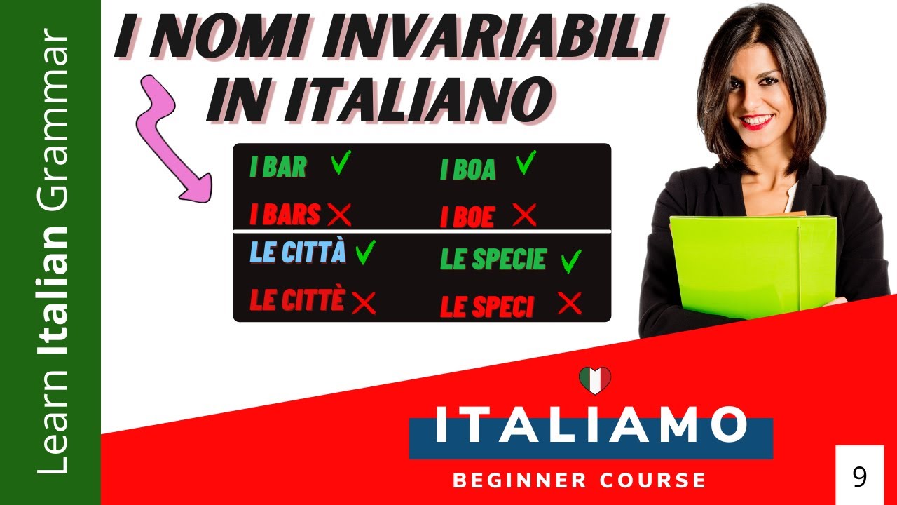 In nomi italiani INVARIABILI - Italian Invariable Nouns - YouTube