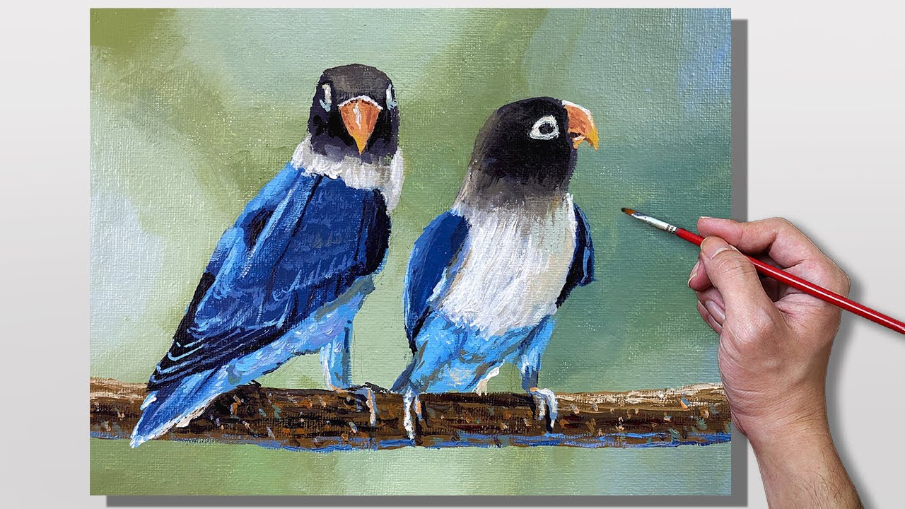 Acrylic Painting Love Birds - YouTube